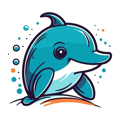 Premium Vector Cute Cartoon Dolphin Vector Illustration Isolated On A