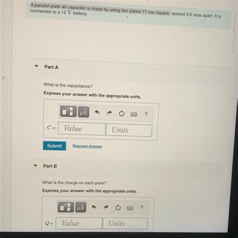 Solved A Parallel Plate Air Capacitor Is Made By Using Two