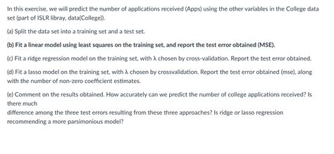 Solved In This Exercise We Will Predict The Number Of Chegg