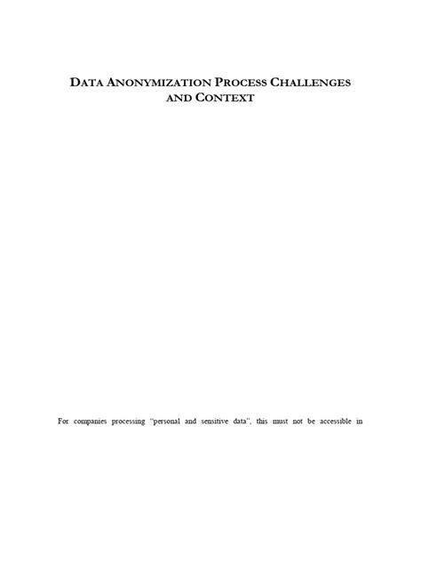 Data Anonymization Process Challenges And Context Missions Pdf Databases Data