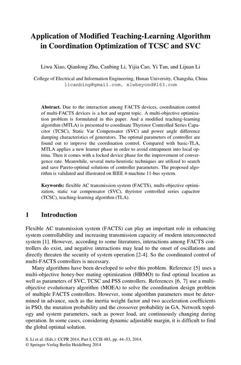 Pdf Application Of Modified Teaching Learning Algorithm In