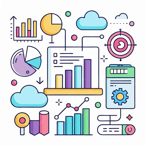 Colorful Data Analysis Chart With Pie Charts Bar Graphs And Line Charts