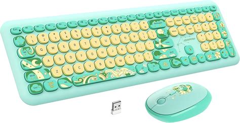 Wireless Colorful Keyboard And Mouse Seenda 24g Usb Green