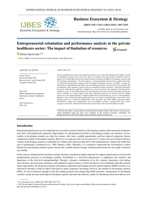 Pdf Entrepreneurial Orientation And Performance Analysis At The Private Healthcare Sector The