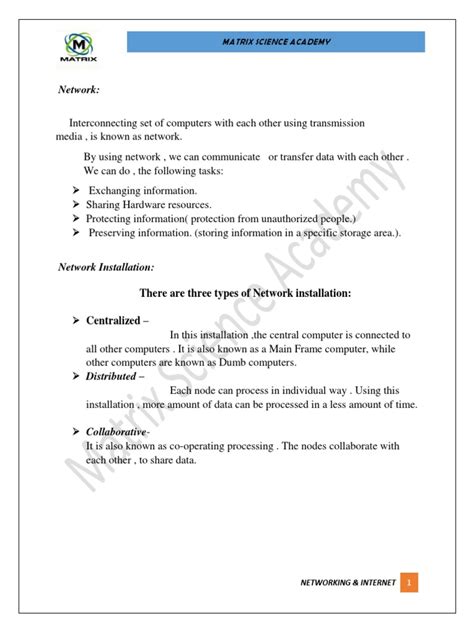 11th Cs Networking And Internet Pdf Computer Network Peer To Peer