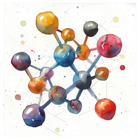 Molecular Structure In Watercolor Style Watercolor Illustration Premium Ai Generated Image