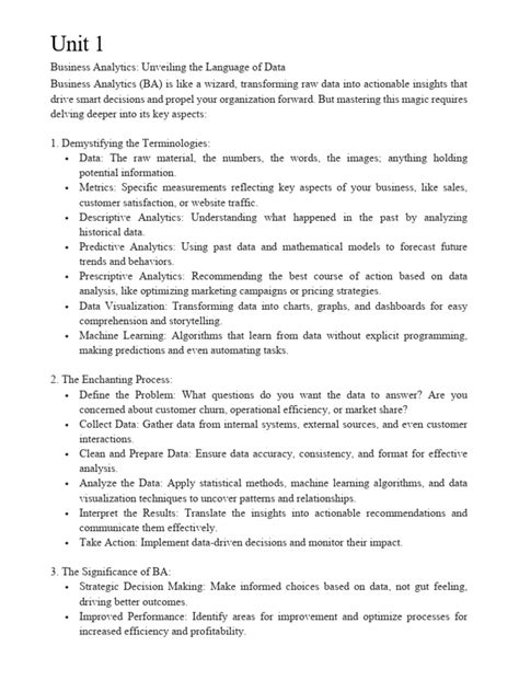 Unit 1 Pdf Analytics Predictive Analytics