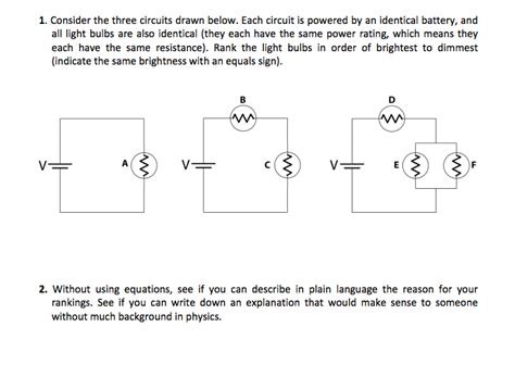 solved consider the three circuits drawn below each circuit