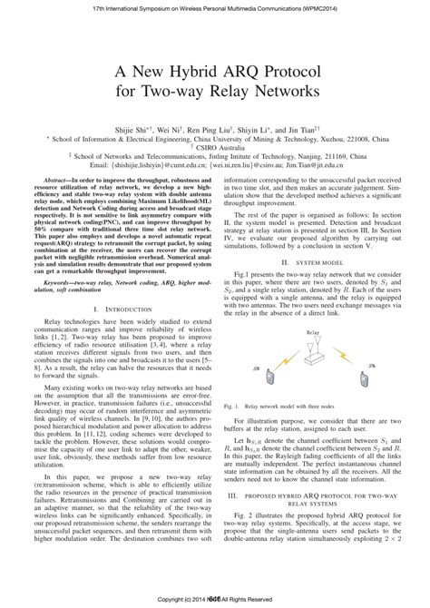 Pdf A New Hybrid Arq Protocol For Two Way Relay Networks