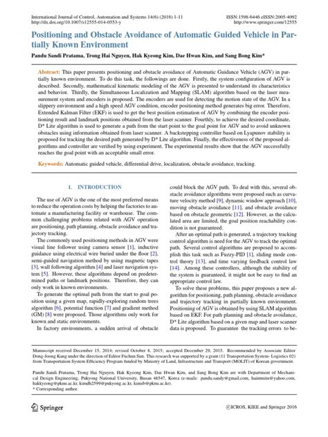 Positioning And Obstacle Avoidance Of Automatic Guided Vehicle In Partially Known Environment
