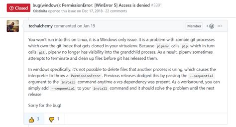 Troubleshoot Python Pipenv Permissionerror Winerror 5 Access