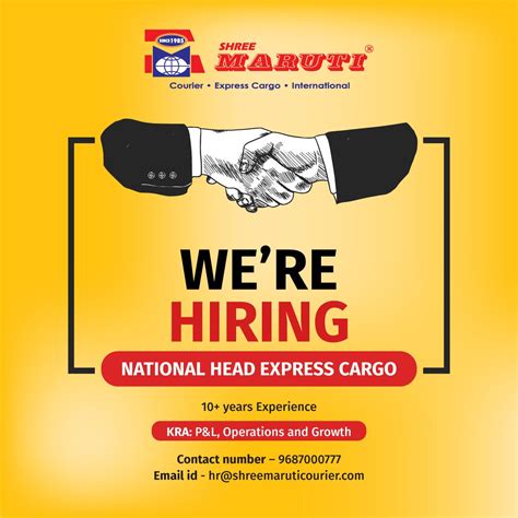 Shree Maruti On Linkedin Jobopening Nationalhead Jobalert Cargoservices Expressdelivery