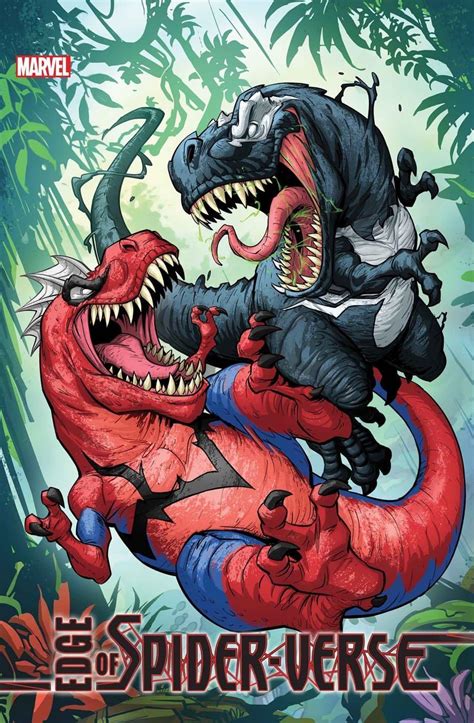 Marvels Spider Rex Returns To Battle Venomsaurus In Edge Of Spider Verse