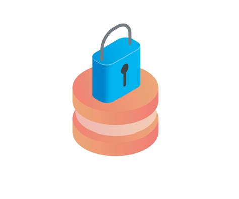 isometric style icon of server security with padlock isolated on white