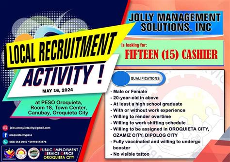Kitchen Staff And Cashiers Job Hiring In Oroquieta City Mis Occ