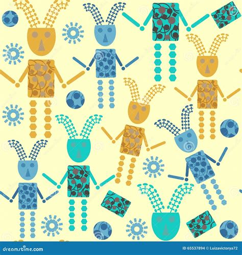 Cute Robots Seamless Pattern And Seamless Pattern In Swatch Men Stock Vector Illustration Of