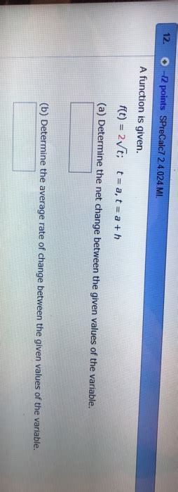 solved 12 o 2 points sprecalc7 2 4 024 mi a function is