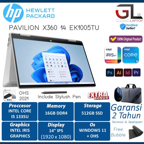 Jual Laptop Hp Pavilion X In Ek Tu Intel I U Ram Gb Gb Fhd Ips Windows