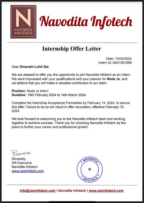 Dinavahi Lohit Sai On Linkedin Internship Nodejs Softwaredevelopment Navoditainfotech…