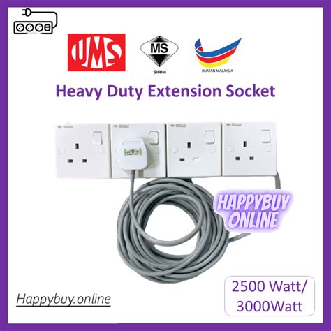 Heavy Duty Extension Power Socket Trailing Socket Full Copper Wire Cable Sirim Extension Cord