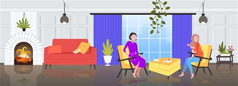 매일 뉴스 우정 커뮤니케이션 컨셉을 논의하는 여자 모임 중에 채팅하는 여성들 말하기에 대한 스톡 벡터 아트 및 기타 이미지