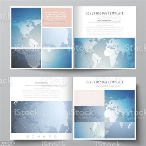 두 편집 레이아웃의 최소한의 벡터 일러스트 레이 션 스퀘어 디자인 브로셔 전단지 책자에 대 한 템플릿을 다룹니다 과학 의료 Dna 연구입니다 과학 이나 의료 개념 가리기에