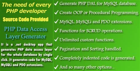PHP DAL Generator Source Code Code Market
