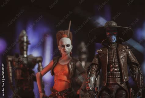 New York Usa Feb 23 2022 Scene From Star Wars The Cone Wars Bounty Hunters Cad Bane And Aurra
