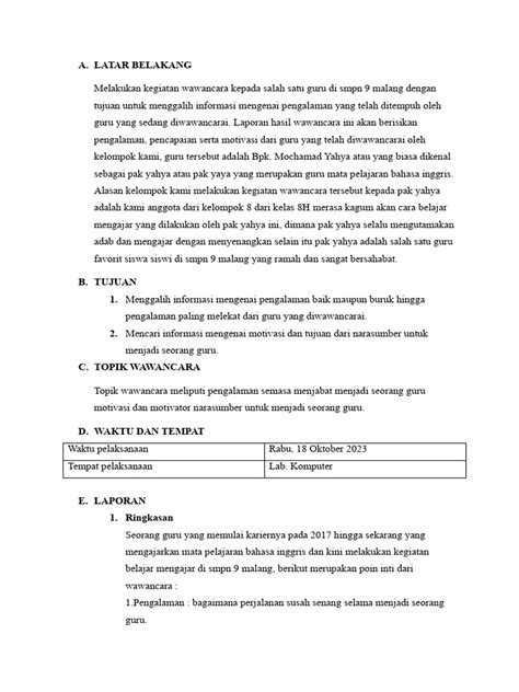 Laporan Hasil Wawancara Pdf