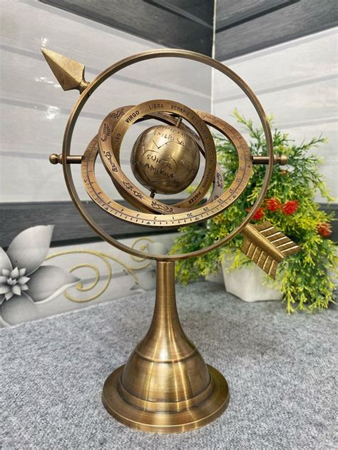 Desk Solid Brass Globe I Table Top Brass Decor Armillary Celestial Globe I Nautical Maritime