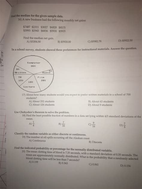 solved find the median for the given sample data 16 a new