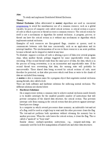 3distributed Mutual Exclusion Pdf Thread Computing Software