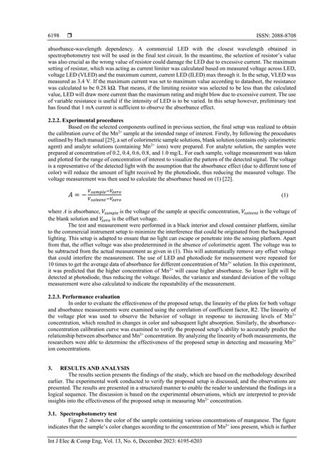 Low Cost Colorimetric Setup For Concentration Measurement Of Manganese Ions Based On Optical