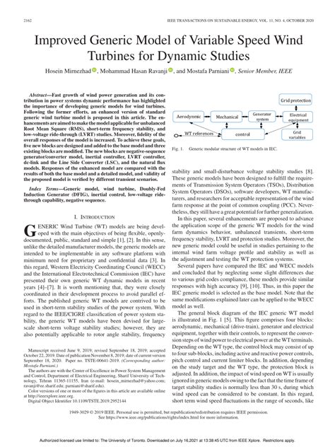 pdf improved generic model of variable speed wind turbines for