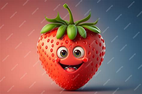 Premium Photo A Strawberry With A Smiley Face And A Green Eyes