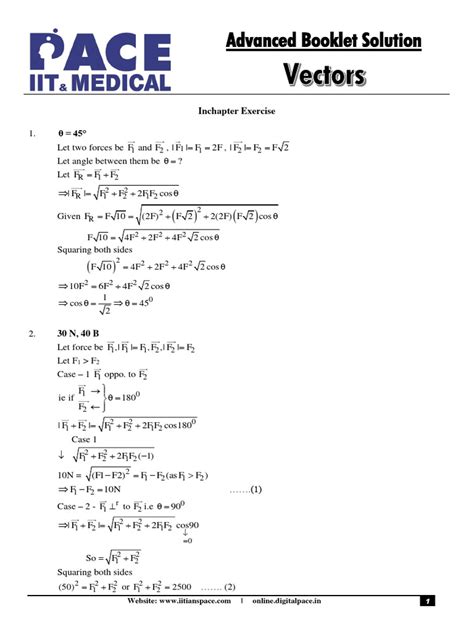 Vectors Advanced Pdf Euclidean Vector Force