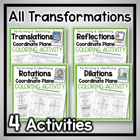 Transformations On The Coordinate Plane Coloring Activities For 8th Grade Math