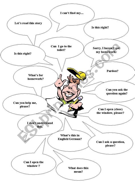 Classroom Phrases Pupil Esl Worksheet By 49taxman