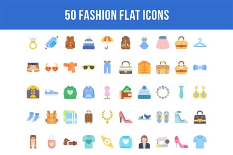 Premium Vector 50 Fashion Flat Icons