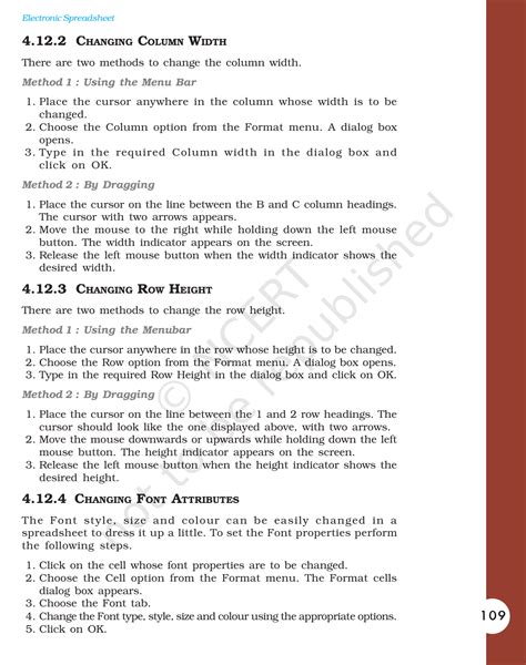 Ncert Book Class Computer Communication Technology Chapter Electronic Spreadsheet