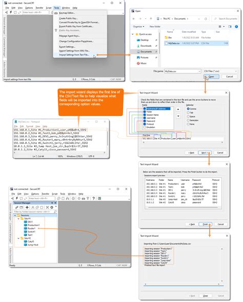 How To Import Securecrt Sessions From Csvtext File Data Using The Text Import Wizard