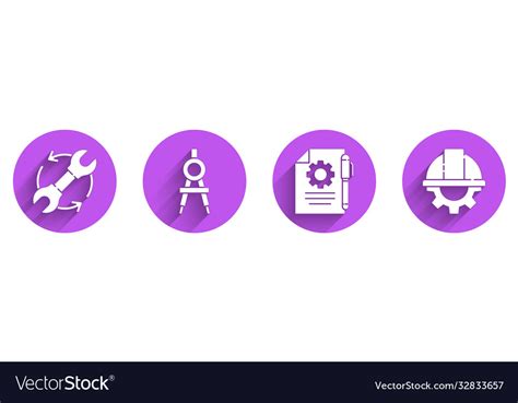 Set Wrench And Arrows As Workflow Drawing Compass Vector Image