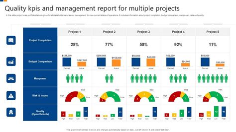 Quality Kpis And Management Report For Multiple Projects Elements Pdf