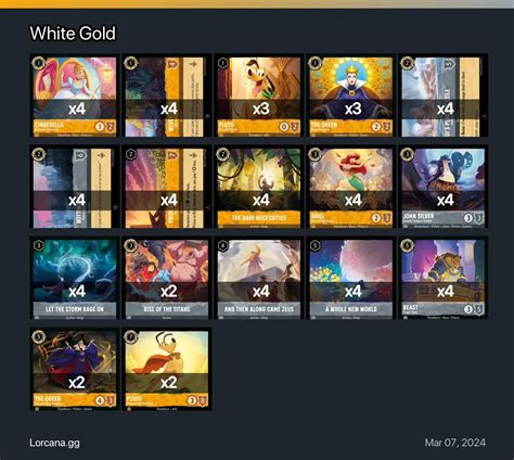 White Gold Lorcana Deck Disney Lorcana