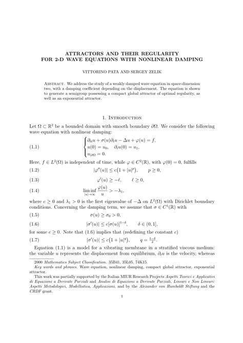 Pdf Attractors And Their Regularity For 2 D Wave Equations With Nonlinear Damping