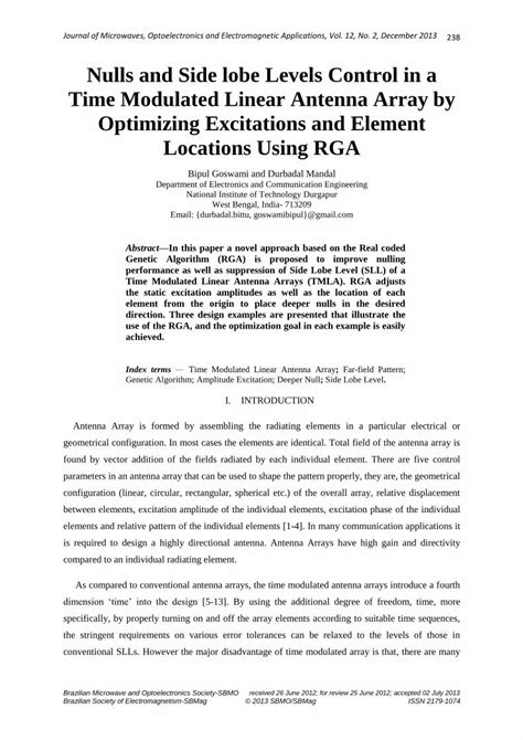 Pdf Introducing Deeper Nulls And Reduction Of Side Lobe Levels