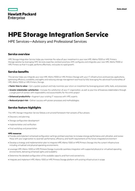 Hpe Storage Integration Service