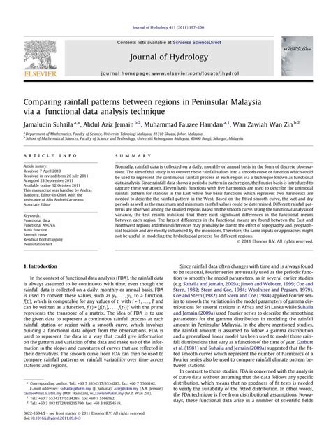 Pdf Comparing Rainfall Patterns Between Regions In Peninsular