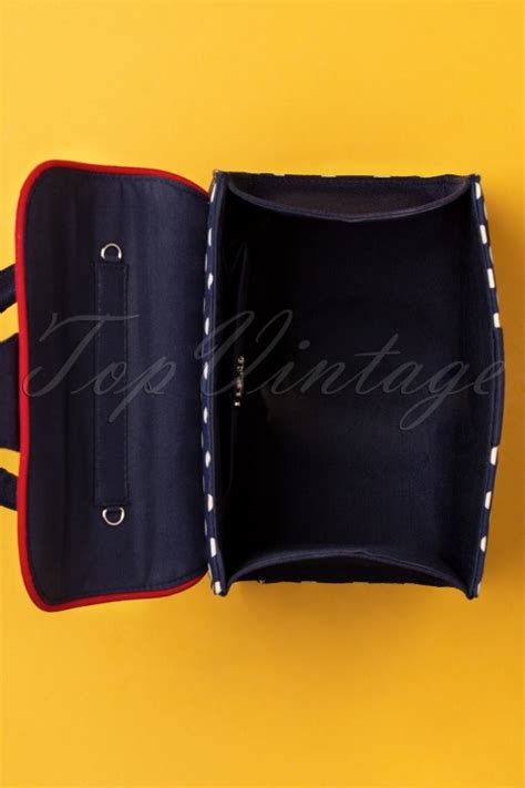Ruby Shoo Riva Polkadot Bag Années 60 En Bleu Marine Acheter Chez