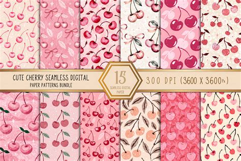 Cute Cherry Seamless Patterns Bundle Graphic By Craftfiles Svg